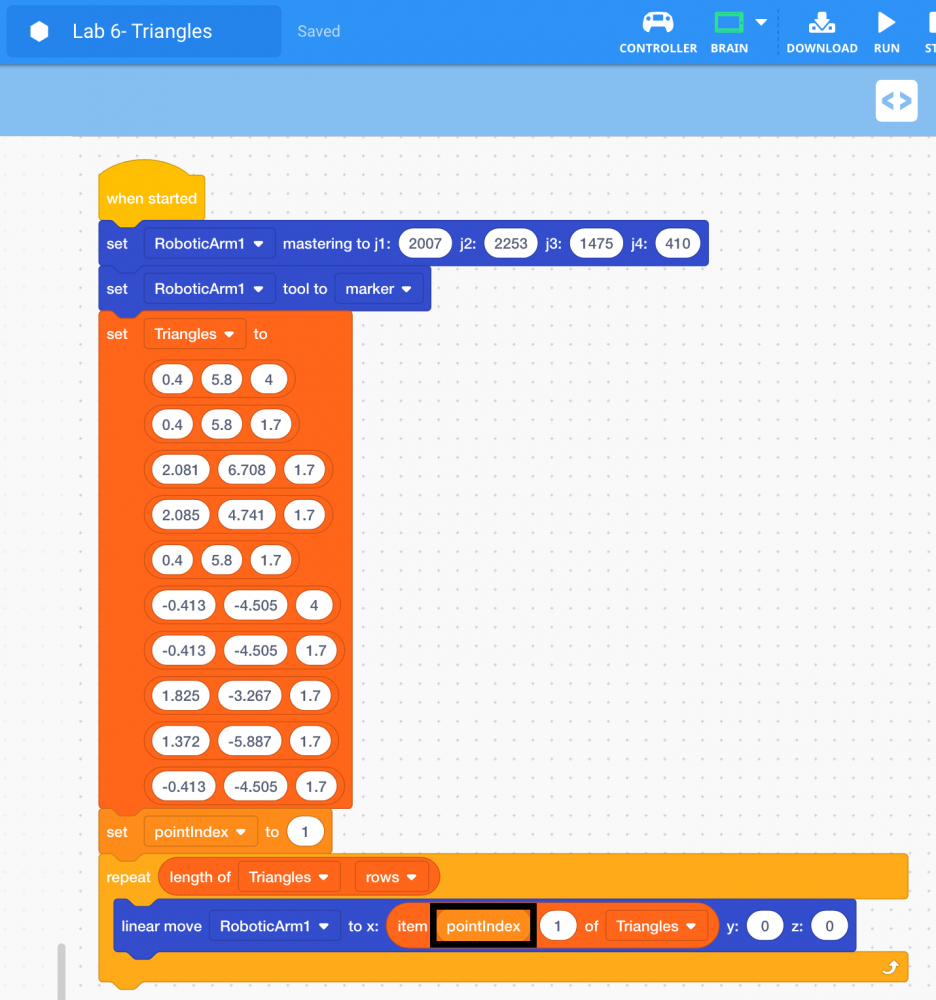 VEX Workcellv1 - Using an End Effector - Lab 6 - Use a Repeat Loop
